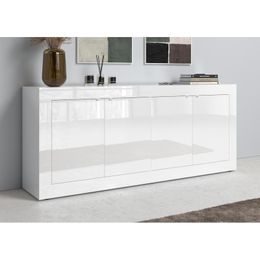 Home Affaire Sideboard &raquo;Basic Breite 207 cm, Kommode 4 T&uuml;ren, Anrichte,&laquo; Metallgriff, moderne Rahmenoptik, viel Stauraum, Farbauswahl wei&szlig; B/H/T: 