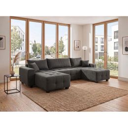 OTTO home Wohnlandschaft &raquo;Bella U-Form, Breite 314 cm&laquo; Wonlandschaft, Schlaffunktion,Bonnelfederkern,R&uuml;ckenkissen grau 100%Polyester B/H/T: 314cm x 