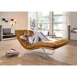 W.Schillig Relaxliege &raquo;daily dreams&laquo; in Waffelkissen-Optik, wahlweise mit Motor, Freischwingergestell gelb Longlife Xtra-Leder Z69: Das feinnarbige, 