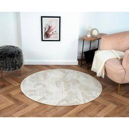 MyFlair Teppich &raquo;My Life&laquo; rund 10 mm H&ouml;he Kurzflor, Retro-Style, besonders weich durch Microfaser beige Polyester B : 120cm &Oslash; 120cm 1 Stk., 10mm, L: 120cm &Oslash; 