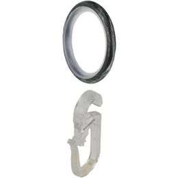 Liedeco Gardinenring &raquo;Gardinenring, Stilring, Ringe f&uuml;r Gardinenrohre 16 mm "Esperanca"&laquo; Gardinenring mit Faltenlegehaken silber Metall &Oslash; 2,7cm, 10 Stk.