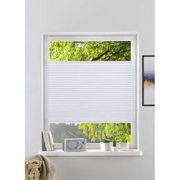 OTTO home Plissee &raquo;GELLO&laquo; Lichtschutz ohne Bohren verspannt in Streifen-Optik, Klemmfix, im Fixma&szlig;, Sonnenschutz f&uuml;r Fenster & T&uuml;r wei&szlig; Obermaterial: 