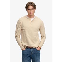Superdry Herren Langarmshirt &raquo;MINI SLUB WAFFLE LS GRANDAD&laquo; lockere Passform, mit Rundhalsausschnitt, aus Baumwolle beige XXL