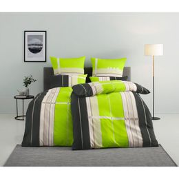 OTTO home Bettw&auml;sche &raquo;Golfi in Gr. 135x200 oder 155x220 cm&laquo; 2 Stk. sportliche Streifen Bettw&auml;sche aus Baumwolle, Marke H.I.S by OTTO home gr&uuml;n Biber, 