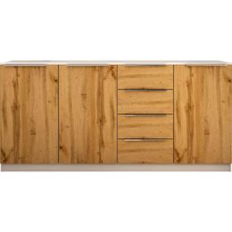 borchardt M&ouml;bel borchardt M&ouml;bel Highboard &raquo;Oliva, Breite 200cm, moderne Kommode mit gl&auml;nzenden Metallgriffen&laquo; viel Stauraum, T&uuml;ren und Schubladen, Einlegeb&ouml;den 