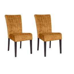 Home Affaire 4-Fu&szlig;stuhl (Set) 2 Stk.vertikale N&auml;hte in der R&uuml;ckenlehne orange Massivholz, Polyester B/H/T: 46cm x 93cm x 64cm, 2 Stk., Samtvelours, 