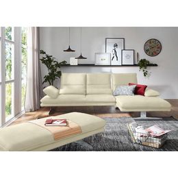 W.Schillig Ecksofa &raquo;broadway, Designsofa mit tollem Sitzkomfort, L-Form&laquo; Sitztiefenverstellung, Kopfteil- & Seitenteilverstellung, Breite 291cm beige 
