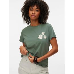 V&eacute;ro Moda VERO MODA Damen Kurzarmshirt "VMVANJA SS TOP BOX JRS", gr&uuml;n, Gr. XS, bedruckt, Jersey, Obermaterial: 100% Baumwolle, Shirts, Baumwolle