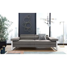 W.Schillig 2-Sitzer &raquo;finn&laquo; German Design Award 2016, Fu&szlig;gestell Chrom gl&auml;nzend, Breite 230 cm grau Flachgewebe S22 (100% Polyester);Stoff S37 (100% 