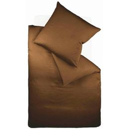 Fleuresse Bettw&auml;sche &raquo;Colours in 135x200, 155x220 oder 200x200 cm&laquo; 3 Stk. Bettw&auml;sche aus 100% Baumwolle, uni, mit Rei&szlig;verschluss braun Mako-Satin, 