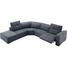 Egoitaliano Ecksofa &raquo;Sauvanne, Designsofa der Extraklasse, elegant und bequem, L-Form&laquo; wahlweise mit elektrischer Relaxfunktion, Kopfteilverstellung grau B/H/T: 