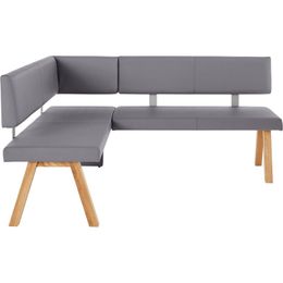 OTTO home Eckbank &raquo;Rio&laquo; Massivholz in Eiche ge&ouml;lt, Esszimmerbank bequem gepolstert grau Kunstleder B/H/T: 190cm x 89cm x 140cm, Kunstleder, langer 