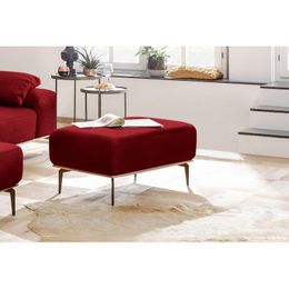 W.Schillig Polsterhocker &raquo;run&laquo; mit Holzsockel, F&uuml;&szlig;e in Bronze pulverbeschichtet, Breite 75 cm rot Flachgewebe W82 Q2 (74% Polyacryl, 26% Polyester) B/