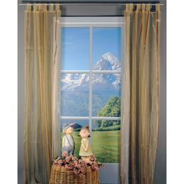 HOSSNER - ART OF HOME DECO Gardine &raquo;Chiemsee&laquo; Schlaufen 1 Stk. tlg. Schlaufenschal im zeitlosen Design beige Polyester 245cm, Schlaufen, 120cm
