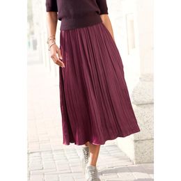 Lascana Damen Lascana Maxirock &raquo;mit Plisseefalten aus edel gl&auml;nzender Ware&laquo; festlicher Faltenrock, Plisseerock in Midil&auml;nge, eleganter Satinrock lila 