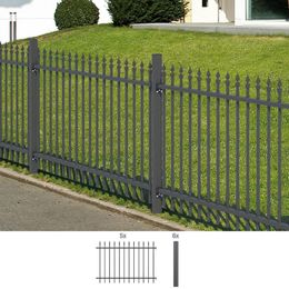 Alberts Metallzaun &raquo;Chaussee&laquo; H&ouml;he: 100 und 120 cm, Gesamtl&auml;nge: 10 m, zum Einbetonieren grau Aluminium H/L: 120cm x 10m, Pfosten: 6 Stk.