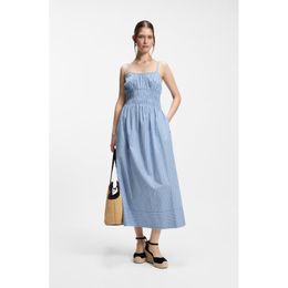 BOSS Orange Damen BOSS Orange Midikleid &raquo;Diplyn Premium Damenmode&laquo; Eingrifftaschen aus Baumwoll-Popeline, Regular Fit blau 42, N-Gr
