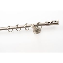 Garesa Gardinenstange &raquo;EASY&laquo; &Oslash; 20 mm 1 l&auml;ufig-l&auml;ufig Wunschma&szlig;l&auml;nge Vorhanggarnitur, verl&auml;ngerbar, Endk. mit 3 L&ouml;cher, Alu, m. Ringe gold Aluminium B/