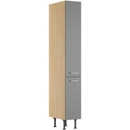 KOCHSTATION Apothekerschrank &raquo;KS-Lucy&laquo; Breite 30 cm, mit 2 Ausz&uuml;gen, Soft-Close, h&ouml;henverstellbare F&uuml;&szlig;e Eiche hell, B/H/T: 30cm x 211,8cm x 58,1cm, 