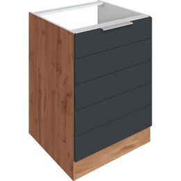 KOCHSTATION Sp&uuml;lenschrank &raquo;KS-Luhe&laquo; 60 cm breit grau MDF wotaneiche, B/H/T: 60cm x 82cm x 60cm, T&uuml;ren: 1 Stk.
