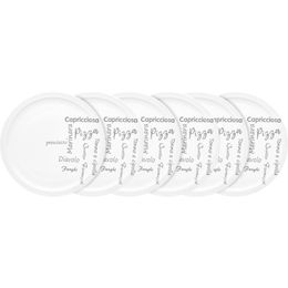 Van Well Pizzateller &raquo;Teller Set, Italia, Teller 30 cm, 6 St&uuml;ck&laquo; Porzellan, Typografie-Design, sp&uuml;lmaschinen-/mikrowellengeeignet Porzellan 30cm
