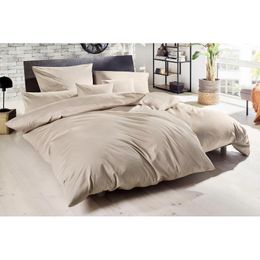 Primera Bettw&auml;sche &raquo;Uni Luxus-Satin in Gr. 135x200, 155x220 oder 200x200 cm&laquo; 2 Stk. Bettw&auml;sche aus Baumwolle, unifarbene Bettw&auml;sche mit Rei&szlig;verschluss grau 