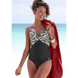 Lascana Damen Lascana Badeanzug &raquo;Debbie&laquo; mit abstraktem Animal-Print schwarz-wei&szlig; 38, Cup C