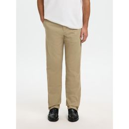 Selected Herren Selected Chinos &raquo;SLM196-STRAIGHT MILES TWILL PANT NOOS&laquo; Baumwollmischung, straight fit beige 36, L&auml;nge 32