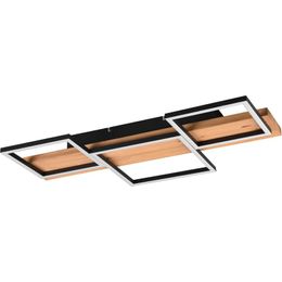 Trio Leuchten LED Deckenleuchte &raquo;Harper&laquo; LED-Board 1 Stk. Warmwei&szlig; Deckenlampe aus Holz + Metall LED mit 3 Dimmstufen, warmwei&szlig;, 4000 Lm schwarz 1, H: