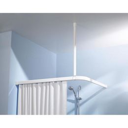 Kleine Wolke Vorhangschiene &raquo;Deckenhalterung&laquo; &Oslash; 24 mm k&uuml;rzbar f&uuml;r Duschvorh&auml;nge wei&szlig; Aluminium L: 60cm - 60cm &Oslash; 24mm, 2 Stk.