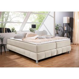 Home Affaire Boxspringbett &raquo;Salo&laquo; Ohne Kopfteil, inkl. Topper, auch in &Uuml;berl&auml;nge 220 cm beige Samtoptik, Liegefl&auml;che B/L: 140cm x 220cm, Gewicht bis: 