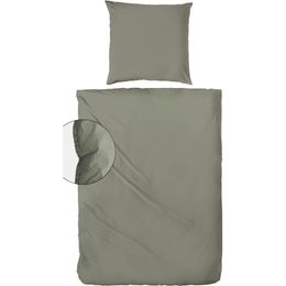 Primera Bettw&auml;sche &raquo; Stone-Washed Flanell&laquo; 2 Stk. Bettw&auml;sche aus samtig weicher angerauter Baumwolle, ab Gr. 135x200 cm gr&uuml;n Flanell, Obermaterial: 100% 