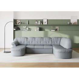 DOMO collection Wohnlandschaft &raquo;Pegnitz, zeitlos&modern, elegante R&uuml;ckensteppung, Breite 292cm, U-Form&laquo; wahlweise mit Bettfunktion silber 100% 