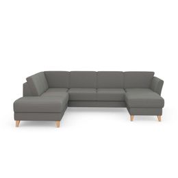 Sit & More sit&more Wohnlandschaft &raquo;Visby U-Form&laquo; wahlweise mit Schlaffunktion und Stauraum, frei im Raum stellbar grau B/H/T: 303cm x 87cm x 213cm, Struktur 