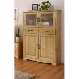 OTTO home Highboard &raquo;Trinidad&laquo; Vitrine, Breite 102 cm beige B/H/T: 102cm x 155cm x 37cm, Kiefer