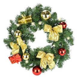 I.GE.A. Kunstkranz &raquo;LED-Weihnachtskranz dekoriert&laquo; Kranz mit Kugeln Schleifen Geschenkpackungen Beleuchtung Tannenkranz gr&uuml;n Kunststoff B/H/L: 45cm x 