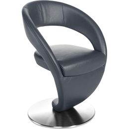 K+w Komfort & Wohnen K+W Komfort & Wohnen Esszimmerstuhl &raquo;Wave, Drehstuhl, Polsterstuhl&laquo; () Design-Drehstuhl, Drehteller in Edelstahloptik blau Bronco: Nappaleder 