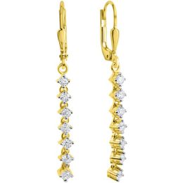 Firetti Damen Paar Ohrh&auml;nger &raquo;Schmuck Geschenk Gold 375 Ohrschmuck Ohrring St&auml;bchen&laquo; mit Zirkonia (synth.) gelb Gelbgold 375