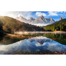 papermoon Fototapete &raquo;Mountain Lake Autumn Fog&laquo; glatt bunt Vlies B/L: 3m x 2,23m, Bahnen: 6 Stk.