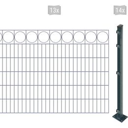 Arvotec Doppelstabmattenzaun &raquo;EASY 120 zum Aufschrauben "Ring" mit Zierleiste&laquo; Zaunh&ouml;he 120 cm, Zaunl&auml;nge 2 - 60 m grau Kunststoff, Stahl H/L: 120cm x 26m, 