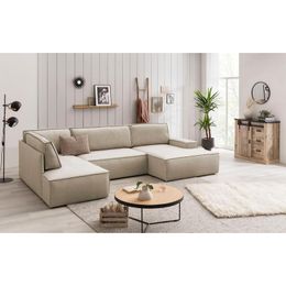 OTTO home Wohnlandschaft &raquo;SHERWOOD U-Form, 329 cm - OTTO. Verl&auml;ssliche Qualit&auml;t.&laquo; Schlaffunktion m. Bettkasten (194x139 cm), Cord, Vintage, 