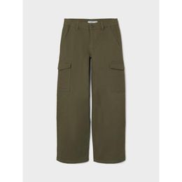 name it Kinder Cargohose &raquo;NKFROSE f&uuml;r M&auml;dchen mit Cargotaschen und Stretch&laquo; unifarben, modisch, regular fit, Baumwollmischung, Web gr&uuml;n 122, N-Gr