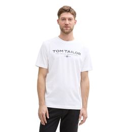 Tom Tailor Herren Tom Tailor T-Shirt Sommershirt mit Frontprint wei&szlig; M