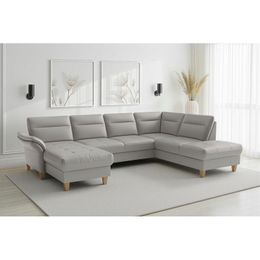 Sit & More sit&more Wohnlandschaft &raquo;Pamela, U-Form, B: 292 cm, Leder&laquo; B/H/T: 292cm x 90cm x 212cm, NaturLEDER , Ottomane rechts, ohne Bett,ohne Bettkasten,ohne 