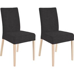 Home Affaire 4-Fu&szlig;stuhl &raquo;Umag&laquo; (Set) 2 Stk.Sitz und R&uuml;cken gepolstert schwarz Massivholz, Polyester B/H/T: 46,5cm x 94cm x 59,5cm, 2 Stk., Microfaser