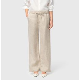 MAC Damen MAC Leinenhose &raquo;CHIARA BELT&laquo; Sommerhose Wide Fit, mit geradem, weitem Bein beige 44, L&auml;nge 32