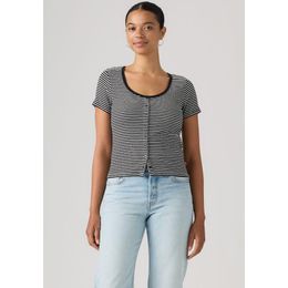 Levi's Levi's Damen T-Shirt &raquo;AUSTEN BUTTON THROUGH SS&laquo; Feinripp schwarz-wei&szlig; L (40)