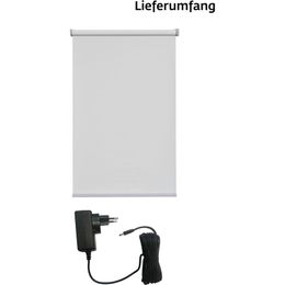 SUNLINES Elektrisches Rollo &raquo;New York&laquo; Lichtschutz Sichtschutz mit Bohren freih&auml;ngend appgesteuert via Bluetooth, mit Motor und Akku, wei&szlig;er Fallstab 