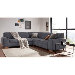 DOMO collection Ecksofa &raquo;Incanto kubische Formensprache, komfortabel, flache Armlehnen, L-Form&laquo; wahlweise mit Bettfunktion grau B/H/T: 260cm x 81cm x 
