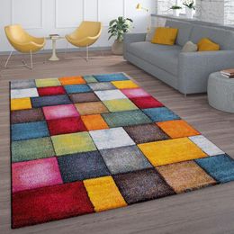 Paco Home Teppich &raquo;Smaragd 753&laquo; rechteckig 13 mm H&ouml;he Kurzflor, 3D-Design, mit Karo Muster, auch als L&auml;ufer erh&auml;ltlich bunt Polypropylen (PP) B : 160cm 1 Stk., 